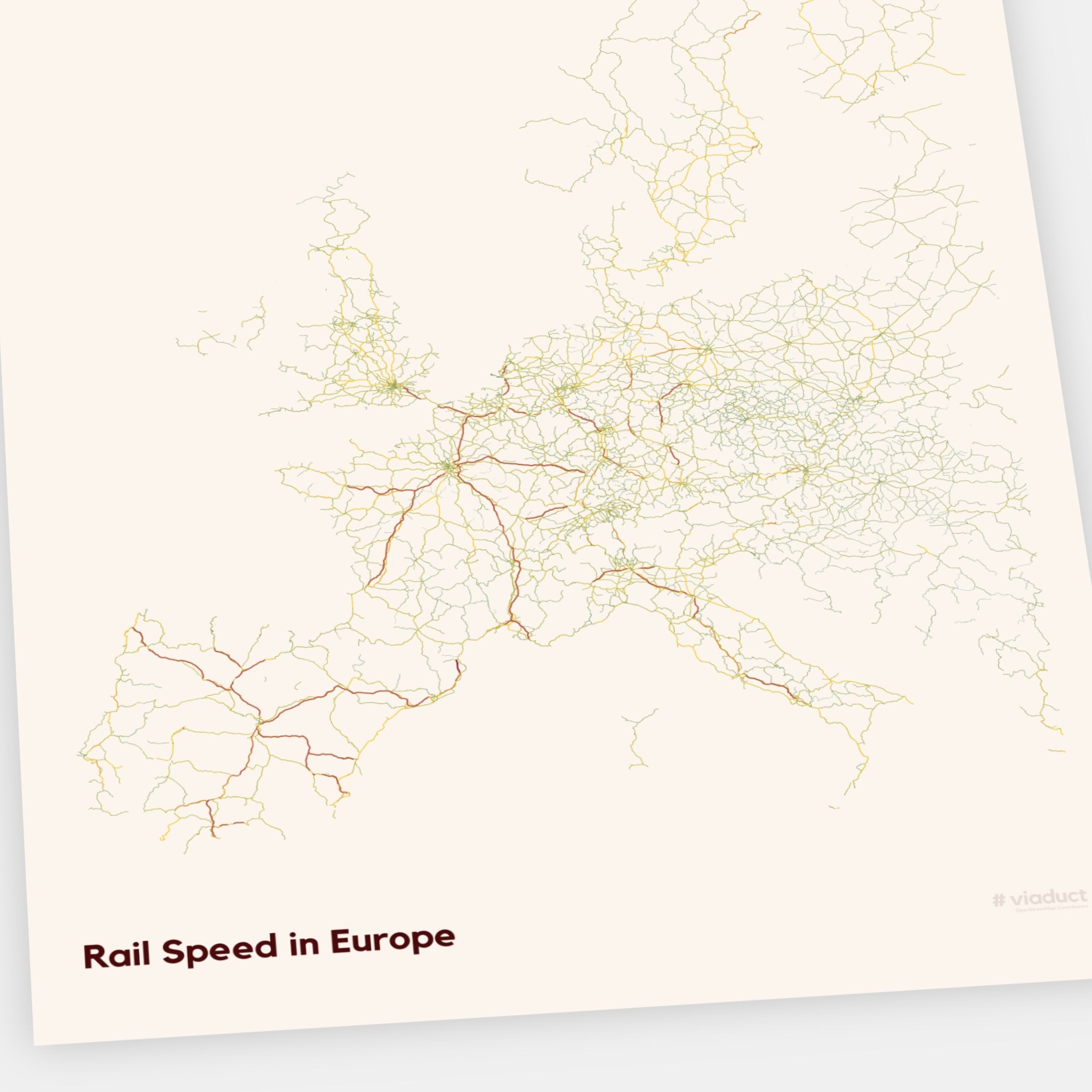 Rail Speed in Europe | Rail Map Poster – viaduct shop